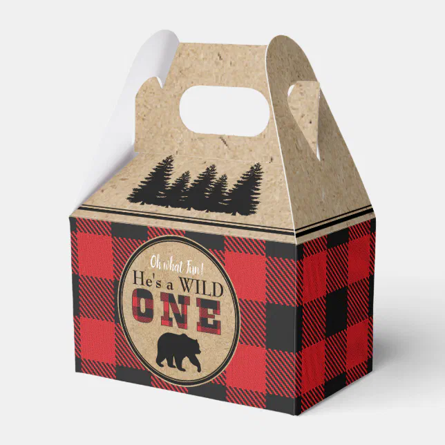 Buffalo Plaid Birthday Party Favor Boxes | Zazzle