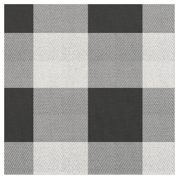 Rustic Black and White Buffalo Plaid Fabric | Zazzle.com