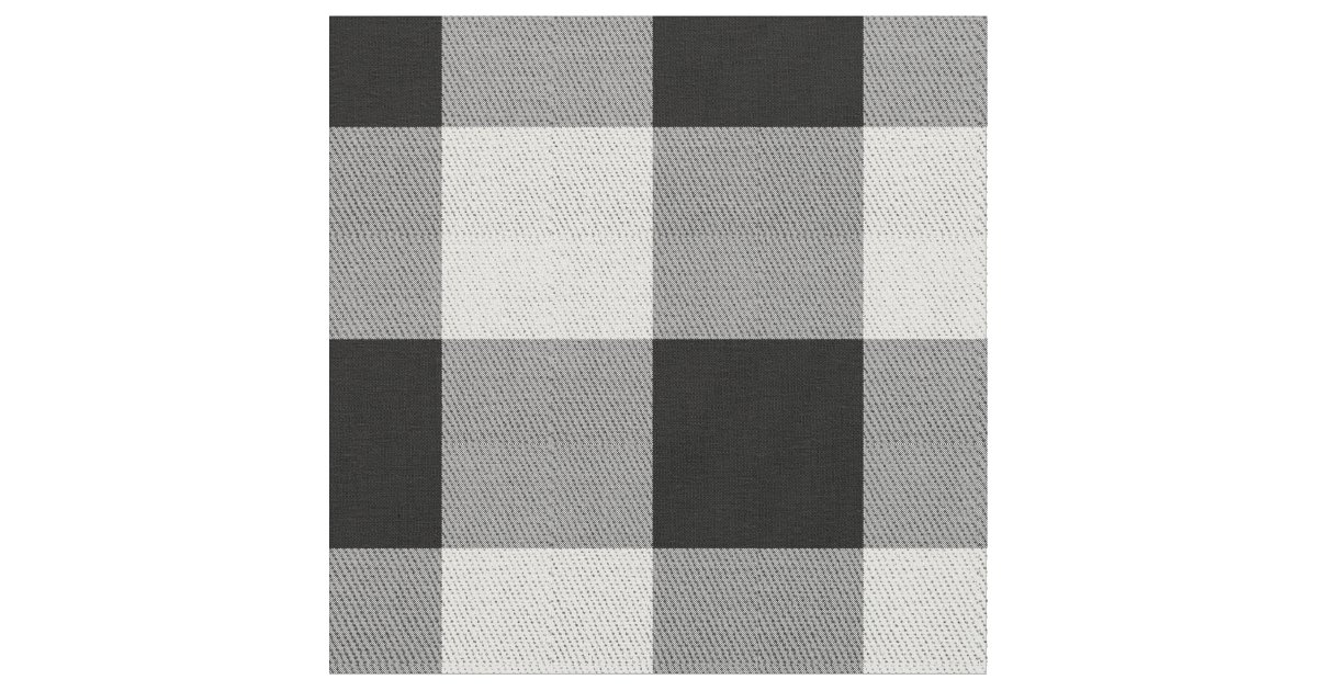 Buffalo Plaid Black and White ID603 Fabric | Zazzle
