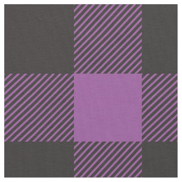 Rustic Purple and Black Buffalo Plaid Fabric | Zazzle