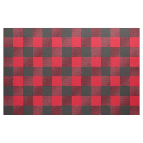 Red and Black Buffalo Check Fabric | Zazzle