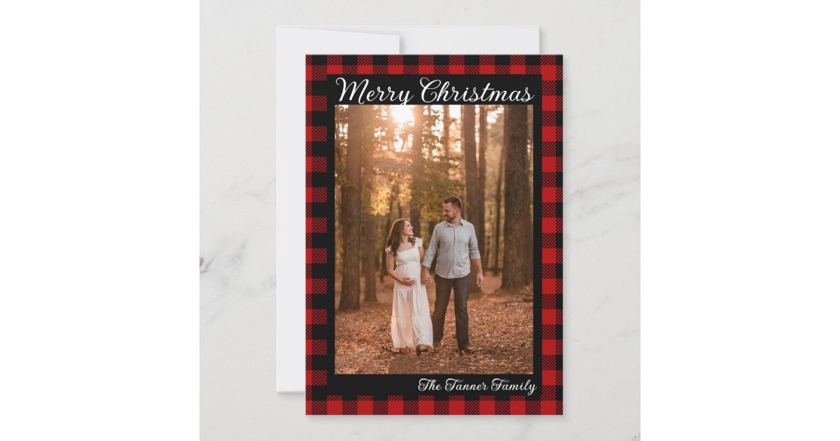 Buffalo Plaid Christmas Card | Zazzle