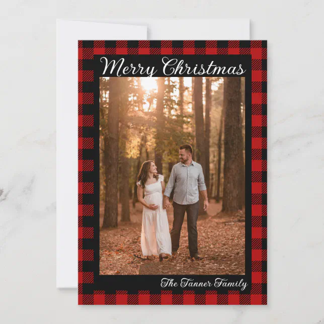 Buffalo Plaid Christmas Card | Zazzle