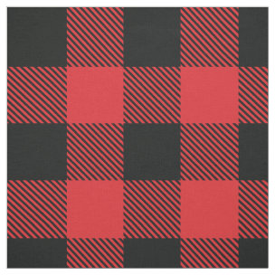 Red and Black Buffalo Check Fabric | Zazzle