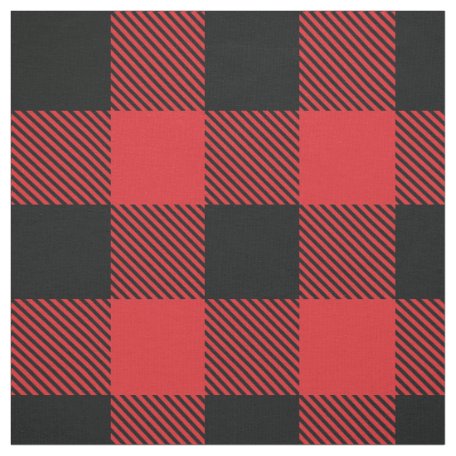Red and Black Buffalo Check Fabric | Zazzle