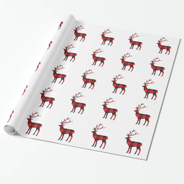 Buffalo Plaid Deer | Wrapping Paper | Zazzle