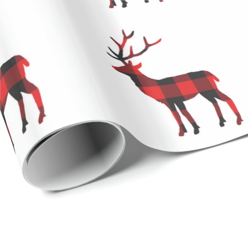 Buffalo Plaid Deer | Wrapping Paper | Zazzle