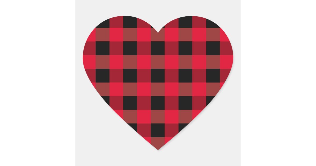 Buffalo plaid heart heart sticker | Zazzle.com
