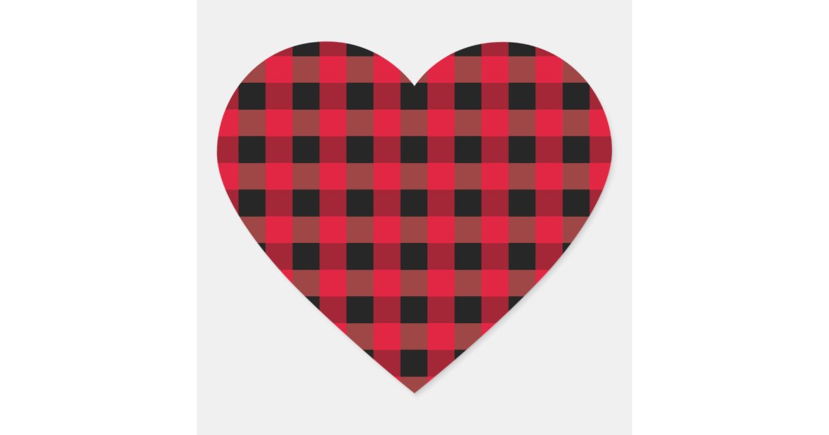 Buffalo plaid heart sticker | Zazzle