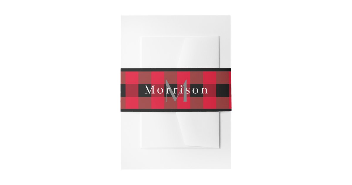 Buffalo plaid invitation belly band | Zazzle