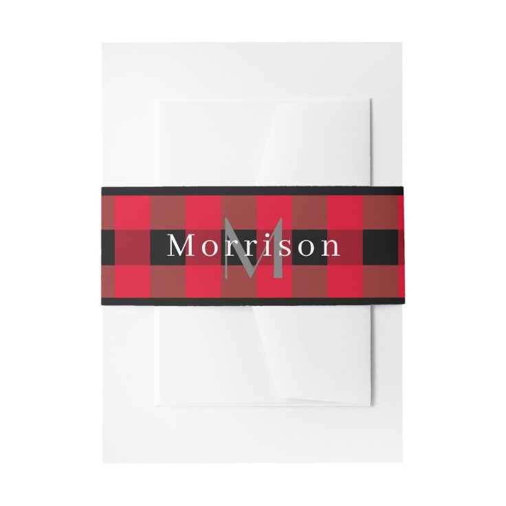 Buffalo plaid invitation belly band | Zazzle