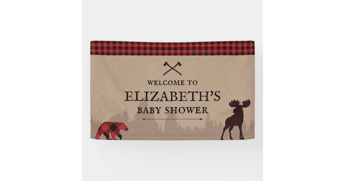 Buffalo Plaid Lumberjack Baby Shower Welcome Sign | Zazzle