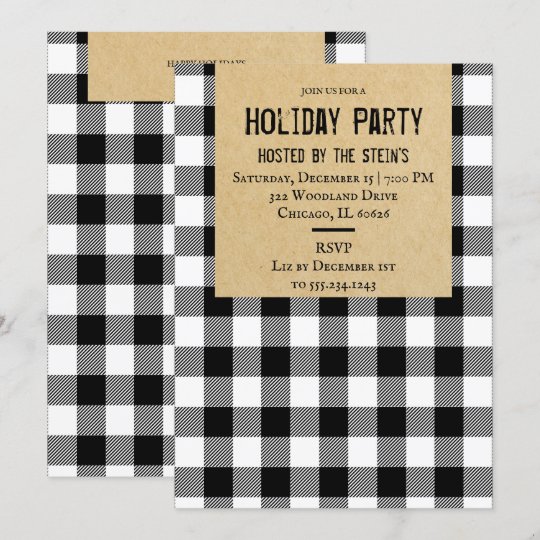 Buffalo Plaid Minimalist Holiday Party Invitation | Zazzle.com