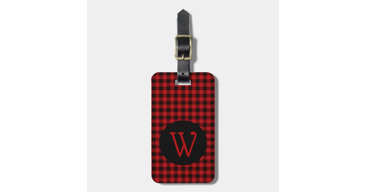 Buffalo Plaid Monogrammed Luggage Tag | Zazzle