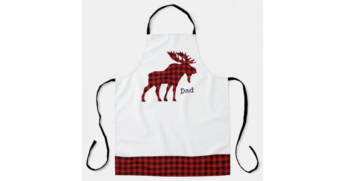 Buffalo Plaid Moose Personalized Apron | Zazzle