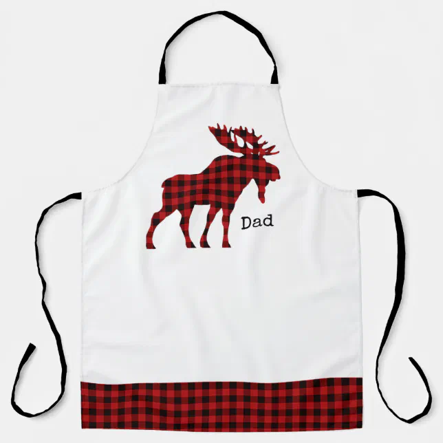 Buffalo Plaid Moose Personalized Apron | Zazzle