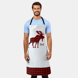 Buffalo Plaid Moose Personalized Apron | Zazzle