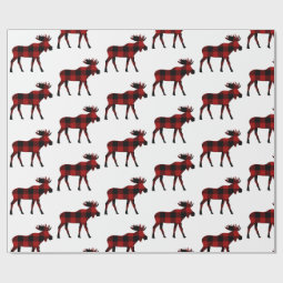 Buffalo Plaid Moose Wrapping Paper | Zazzle