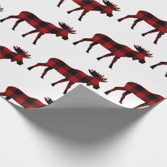 Buffalo Plaid Moose Wrapping Paper | Zazzle