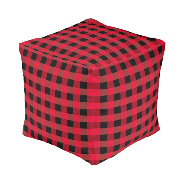 Buffalo plaid pouf | Zazzle