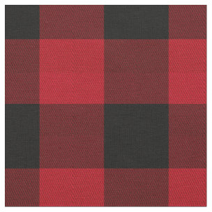 Rustic Red | Black Buffalo Check Plaid Pattern Fabric | Zazzle.com