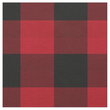 Rustic Red | Black Buffalo Check Plaid Pattern Fabric | Zazzle.com