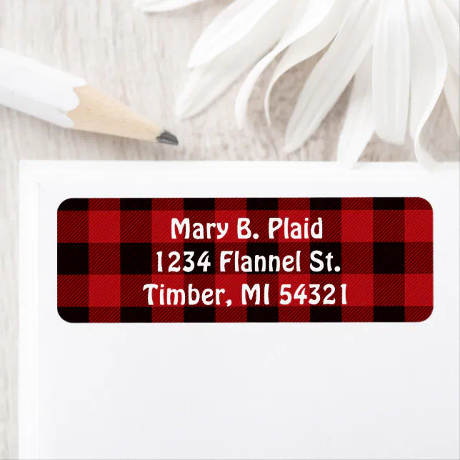 Buffalo Plaid Return Address Labels | Zazzle