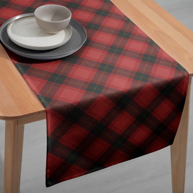 Buffalo Plaid Rustic Short Table Runner for Campin | Zazzle