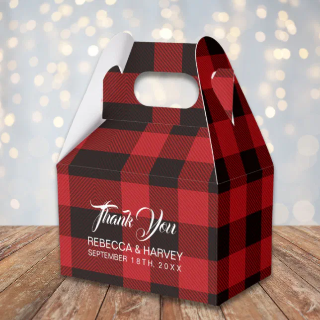 buffalo plaid rustic winter wedding favor favor boxes | Zazzle