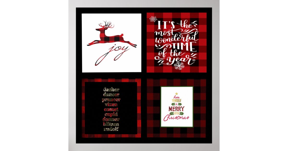 Buffalo Plaid with Christmas Quotes Poster | Zazzle