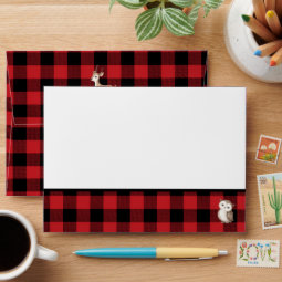 Buffalo Plaid Woodland 5x7 Card or Invite envelope | Zazzle