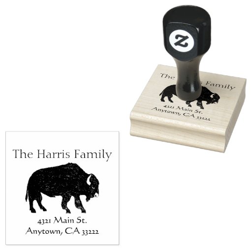 Buffalo Silhouette Personalized Rubber Stamp | Zazzle
