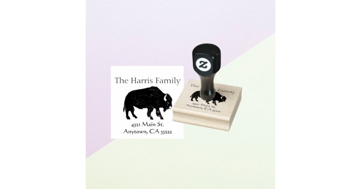 Buffalo Silhouette Personalized Rubber Stamp | Zazzle