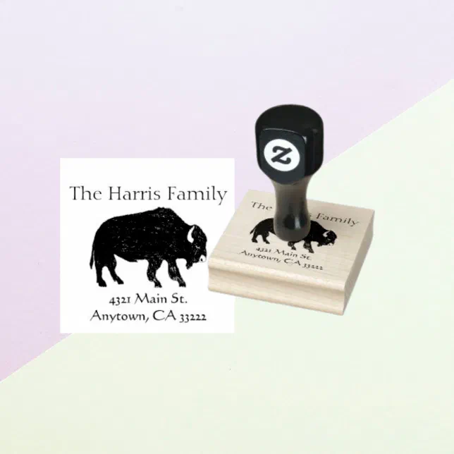 Buffalo Silhouette Personalized Rubber Stamp | Zazzle