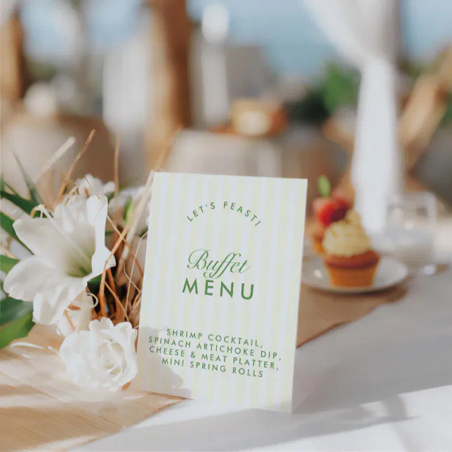 Buffet Menu Retro Green & Yellow Bachelorette Pedestal Sign | Zazzle
