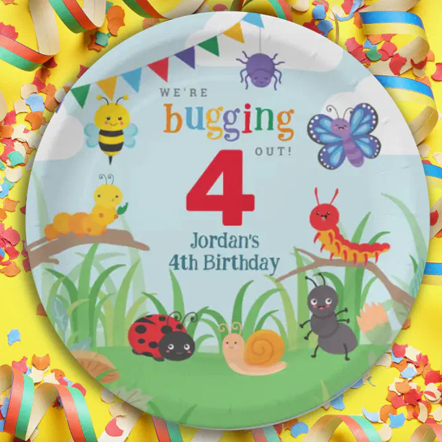 Bug Birthday Cute Colorful Paper Plate | Zazzle