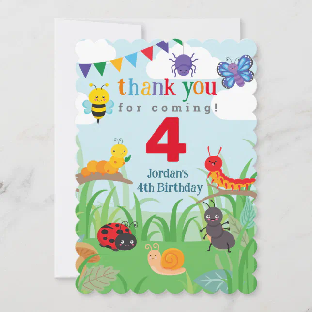 Bug Birthday Cute Thank You Card | Zazzle