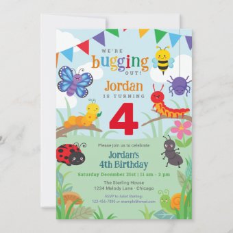 Bug Birthday Invitation, Cute Colorful Bug Party I Invitation | Zazzle