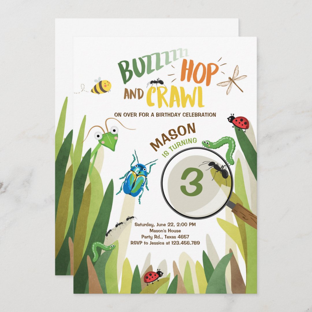 Bug Birthday Invitation Insect Bugs Boy bugging | Zazzle