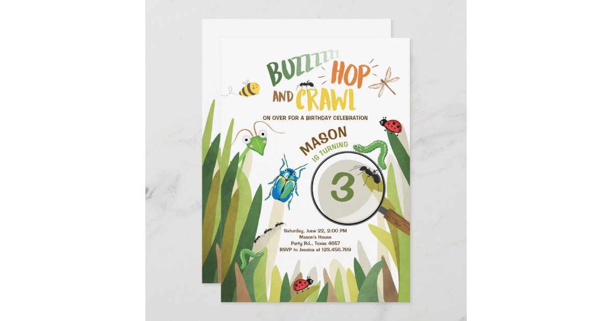 Bug Birthday Invitation Insect Bugs Boy bugging | Zazzle