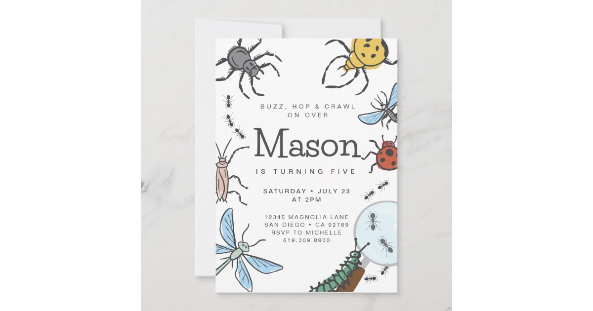 Bug Birthday Invitation • Insect Invitation | Zazzle