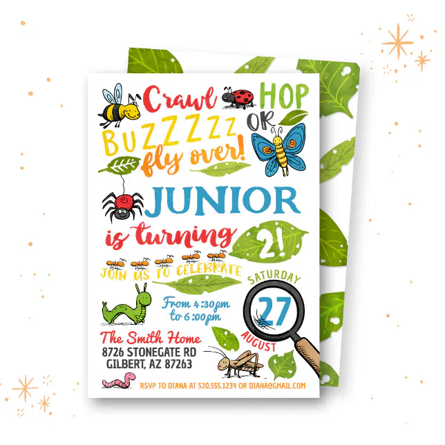 Bug Insect Birthday Invitation | Zazzle