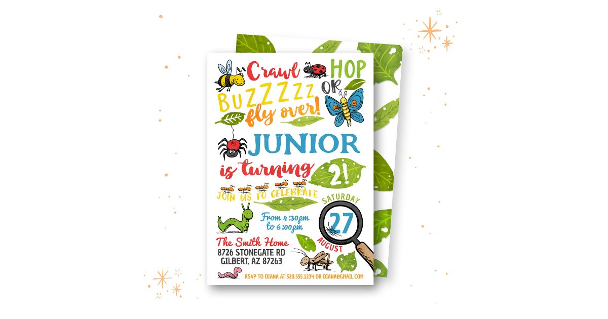 Bug Insect Birthday Invitation | Zazzle