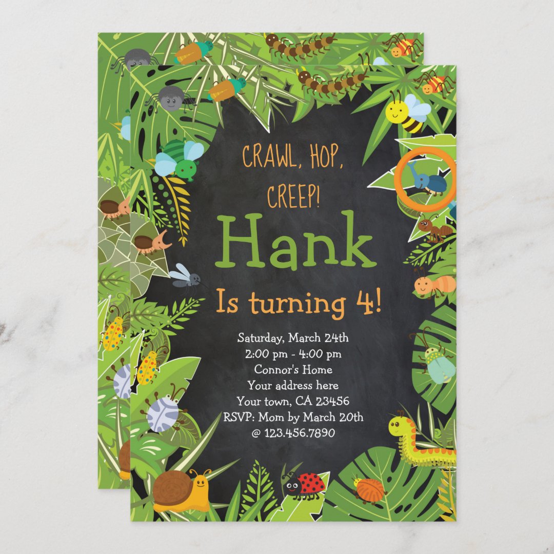 Bug Insect Invitation, Chalkboard Invitation | Zazzle