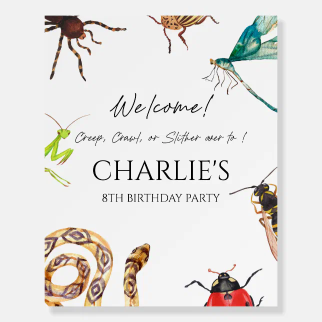 Bug Invitation, Outdoor Birthday, Bug Party, Creep Foam Board | Zazzle