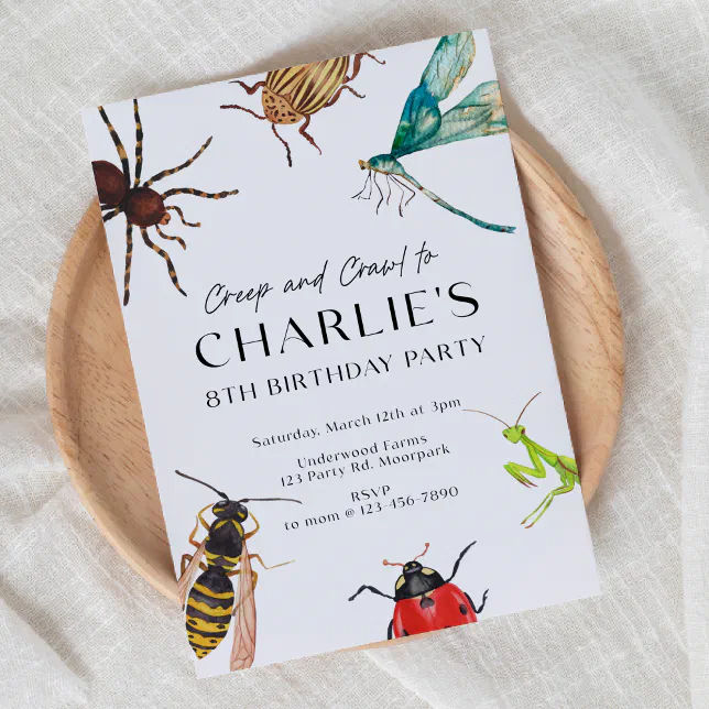 Bug Invitation, Outdoor Birthday, Bug Party, Creep Invitation | Zazzle