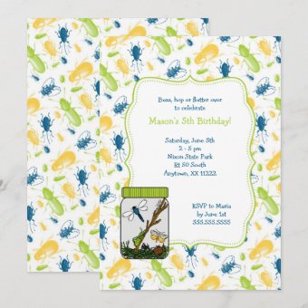 Bug Jar Birthday Party invite with insects | Zazzle