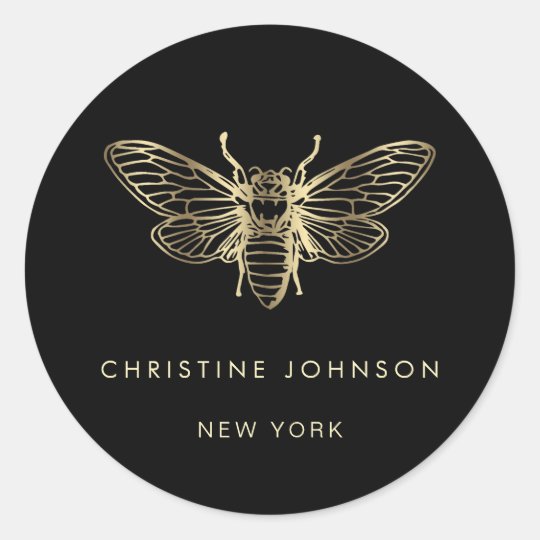 bug on black classic round sticker | Zazzle.com