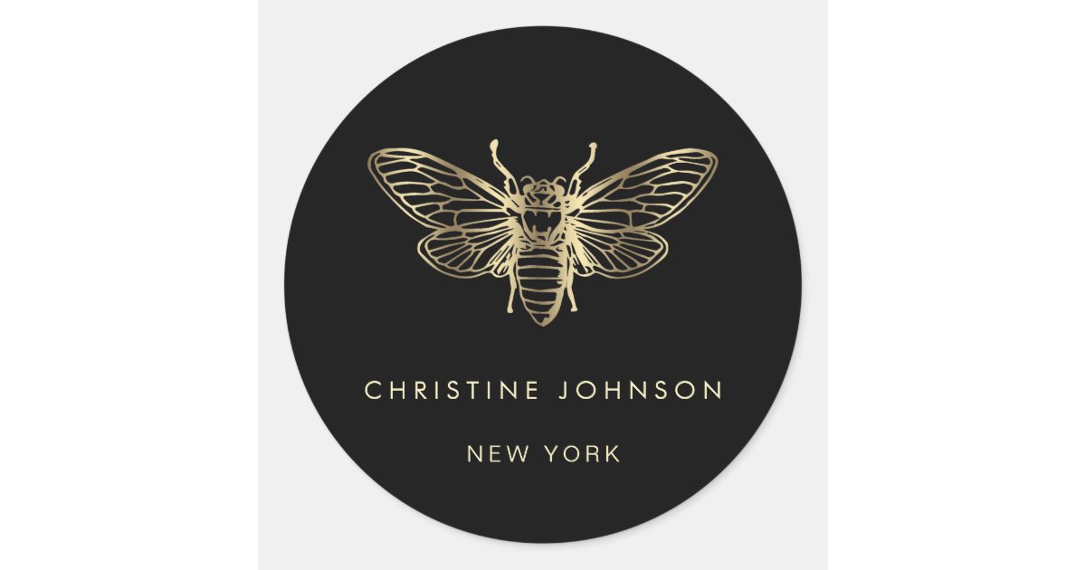 bug on black classic round sticker | Zazzle