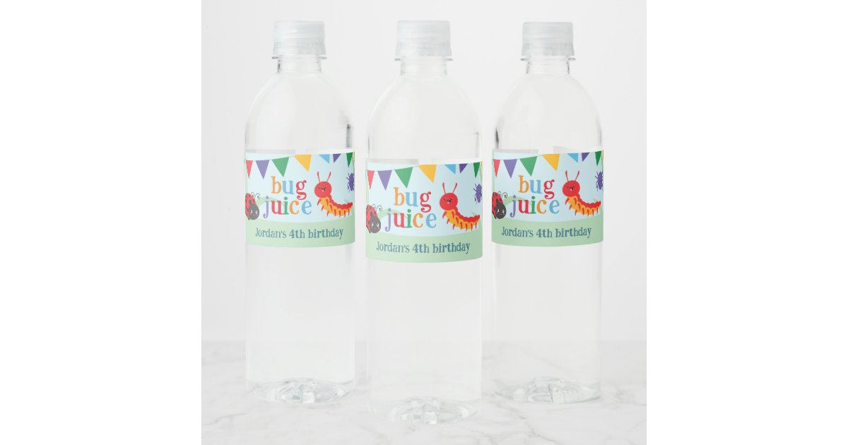 Bug Party Cute Colorful Bug Juice Water Bottle Label | Zazzle